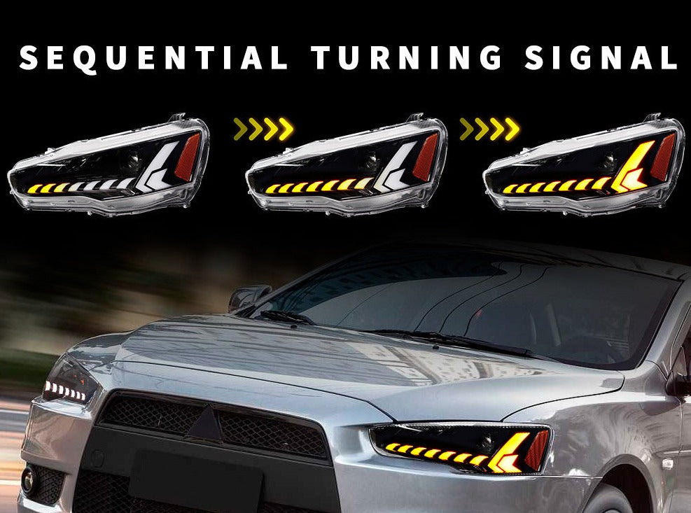 Mitsubishi Lancer Evo X VRX V2 Demon Eye 3D LED DRL Headlights 2007 ...